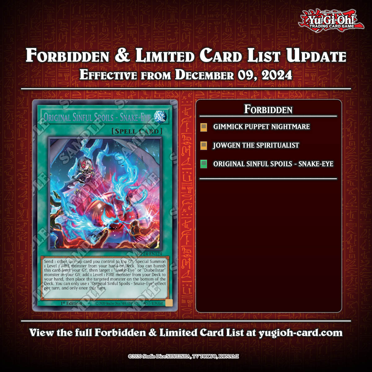 TCG Forbidden & Limited List Updated December 9, 2024 | YuGiOh! World
